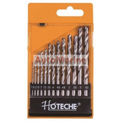 Hoteche 13 Piece HSS Twist M2 Straight Shank Drill Bit Set